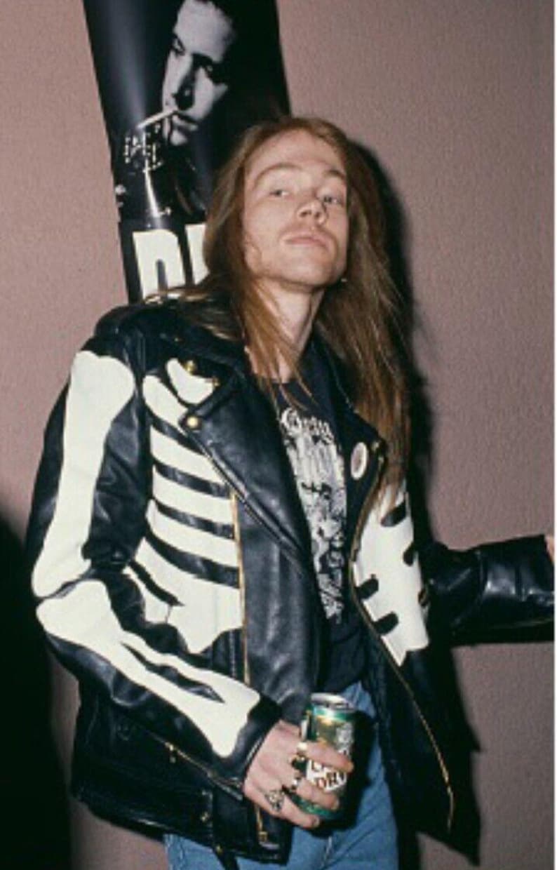 Men's AXL Rose Guns N Roses Skeleton Genuine Leather Jacket - Guns N ...