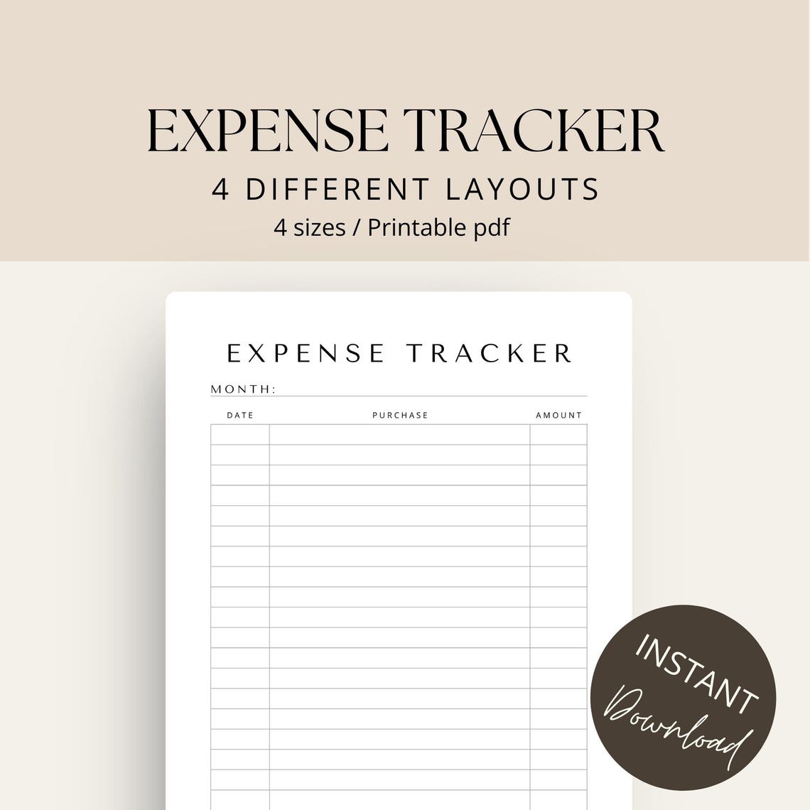 Printable Monthly Expense Tracker | Finance Planner PDF | Minimalist ...