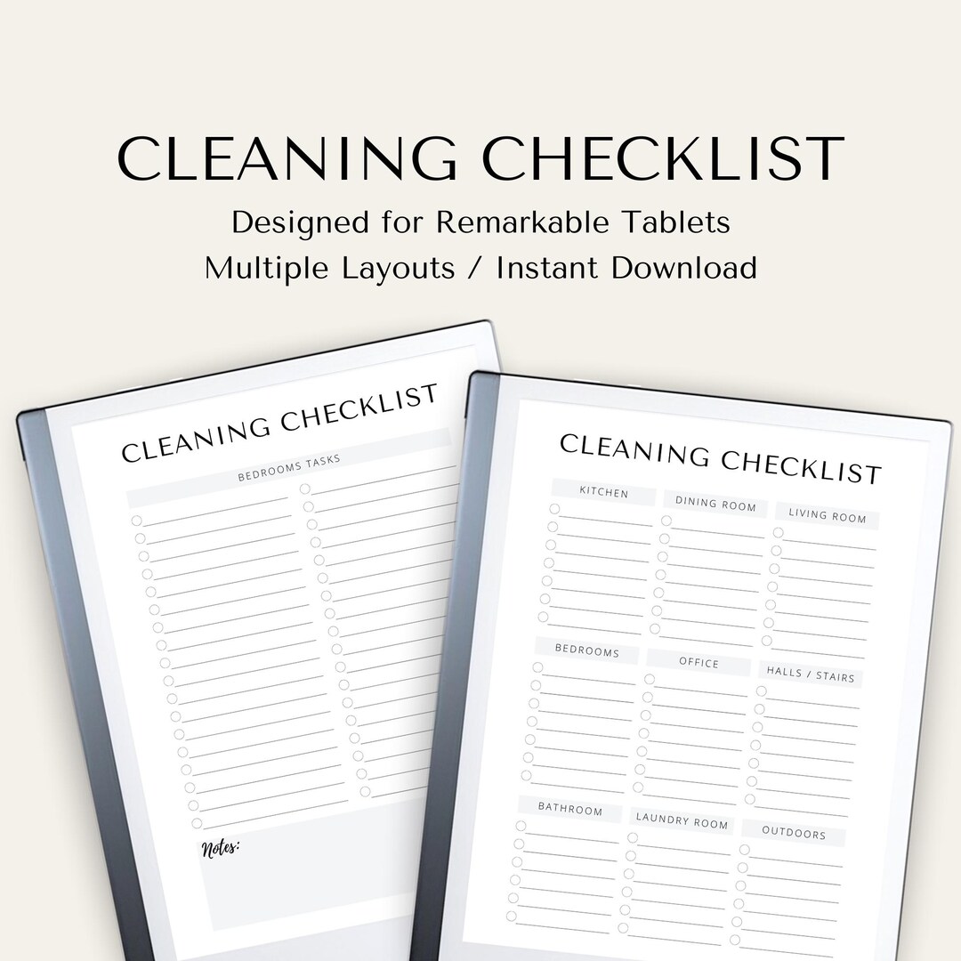 Digital Cleaning Checklist for Remarkable 1 & 2 | 10-page Home ...
