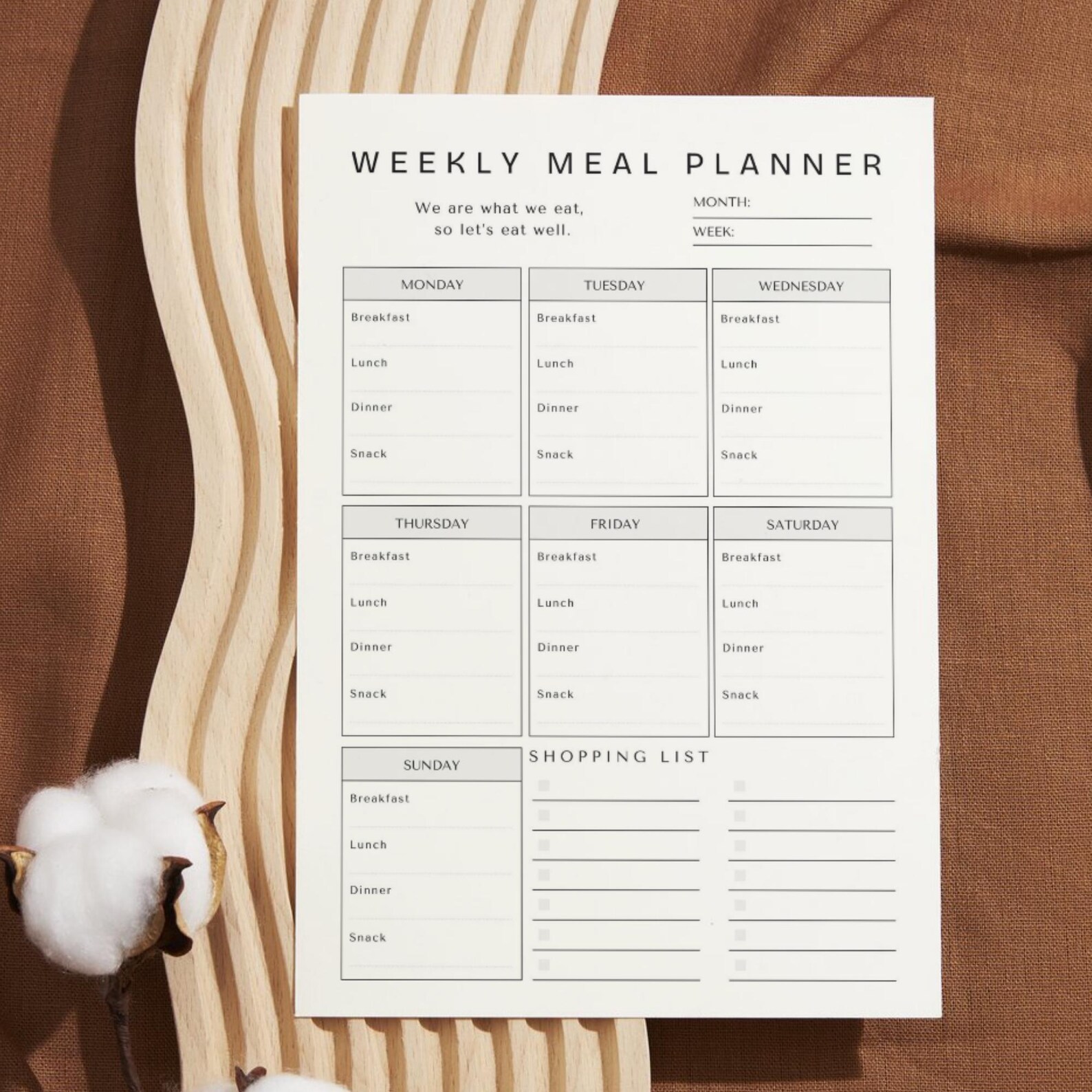 Printable Weekly Meal Planner | Minimalist Meal Prep & Nutrition ...