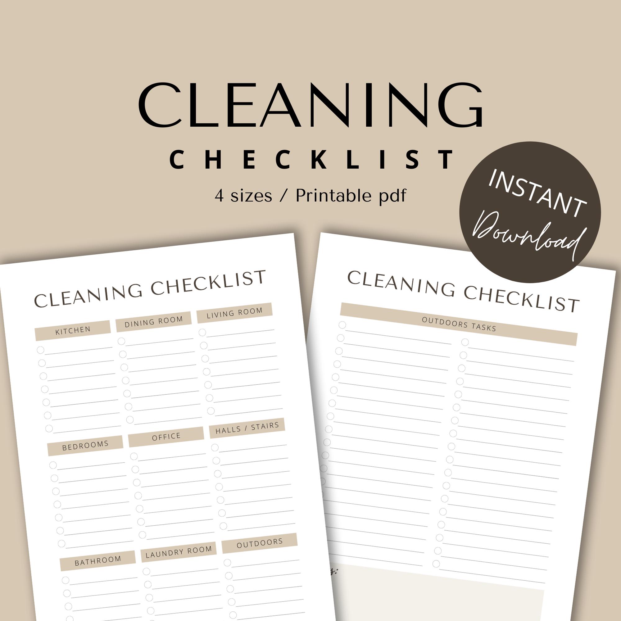 Room-by-room Cleaning Checklist | Printable Planner PDF in 4 Sizes ...