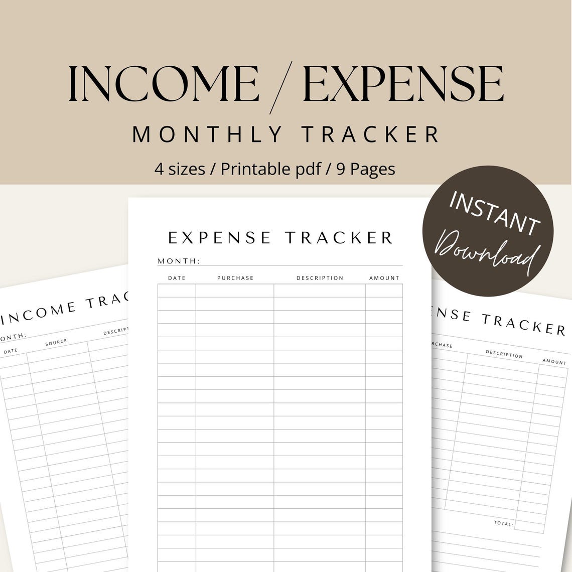 Income & Expense Tracker Printable | Budget Spreadsheet for Small ...