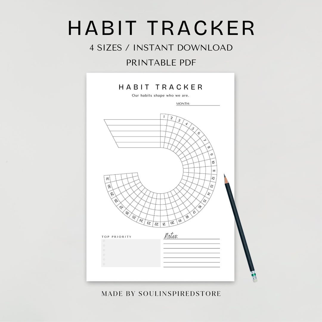 Spiral Habit Tracker Printable | Undated Goal Tracker | A4, A5, US ...