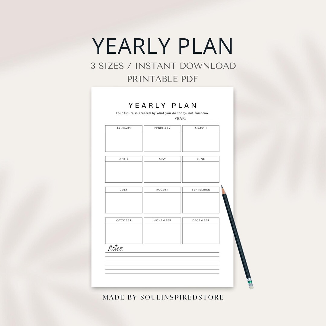Undated Yearly Planner PDF | Vision Board & 2025 Goal Tracker | A4 A5 ...