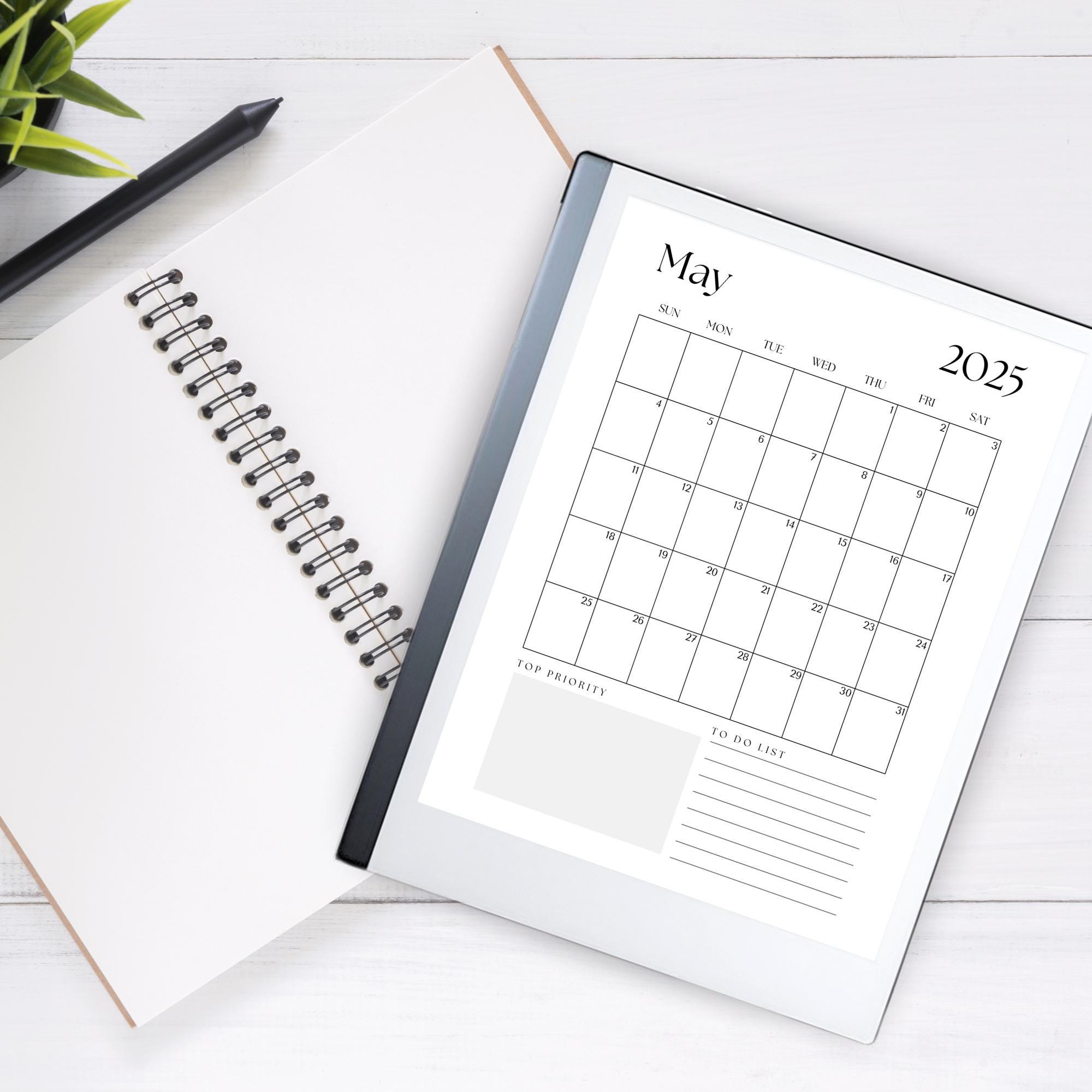 May 2025 Calendar for Remarkable 1 & 2 | Minimalist Monthly Layout | 3 ...