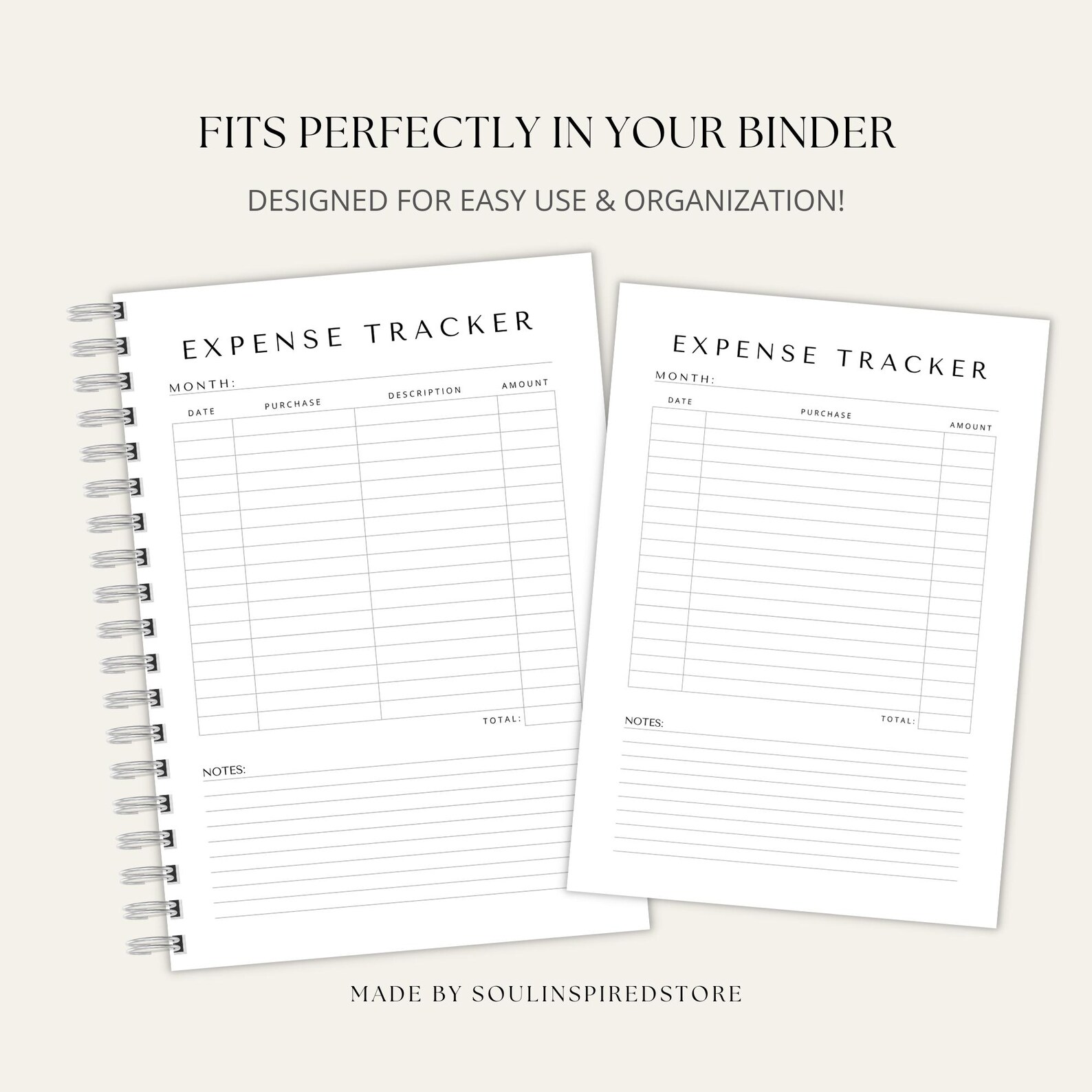 Printable Monthly Expense Tracker | Finance Planner PDF | Minimalist ...