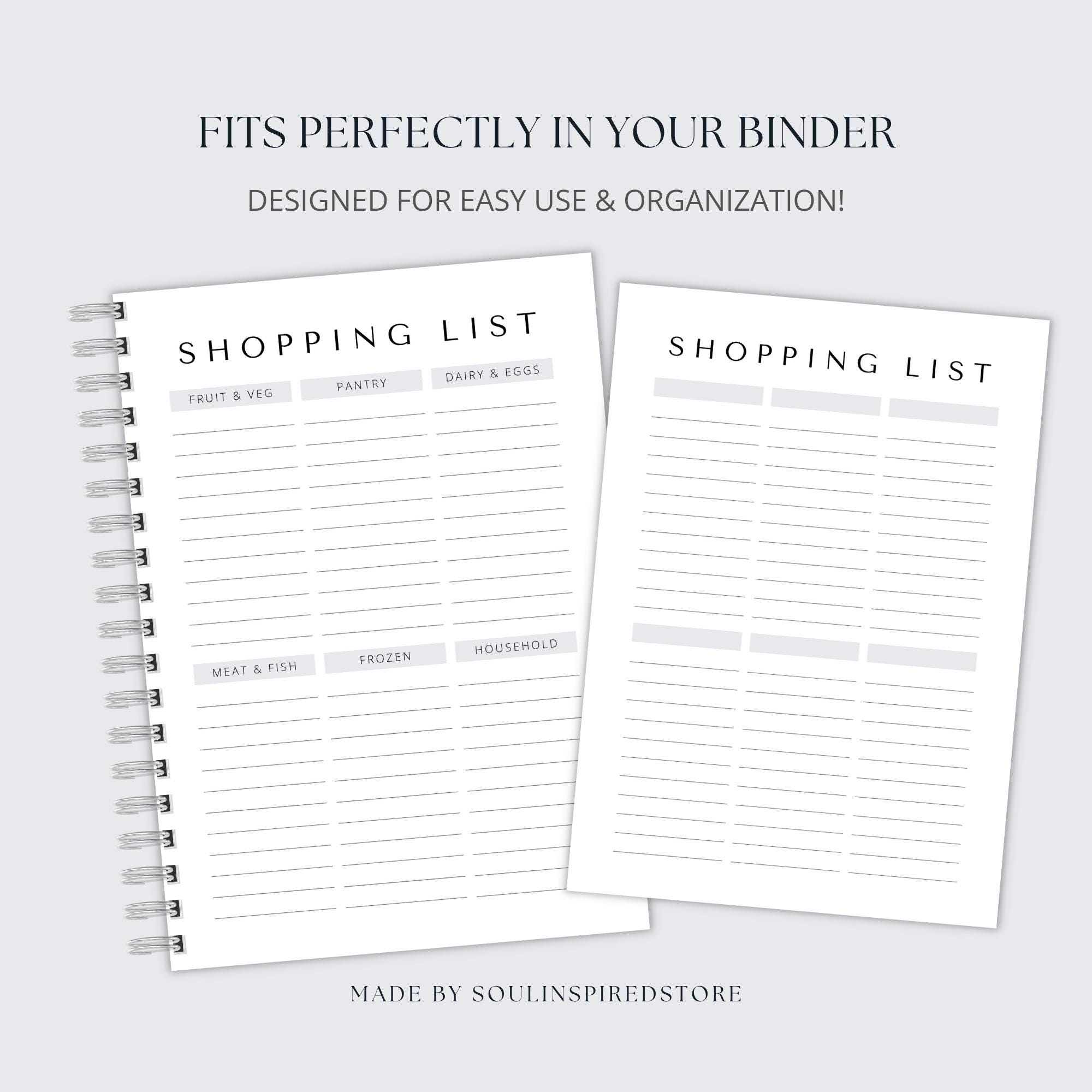 Printable Shopping List | Weekly Grocery Planner | 9 Layouts | A4 A5 US ...