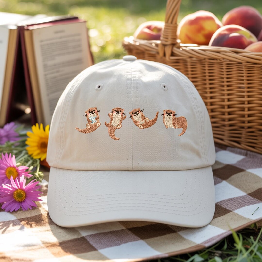 Cute Otter Embroidered Hat – Animal Lovers Baseball Cap or Wash Hat ...