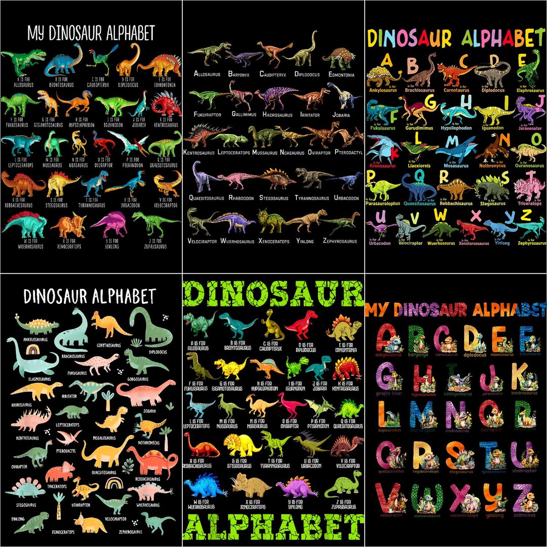 Dinosaur Alphabet PNG, Prehistoric ABC Digital Download, Dino Letters ...