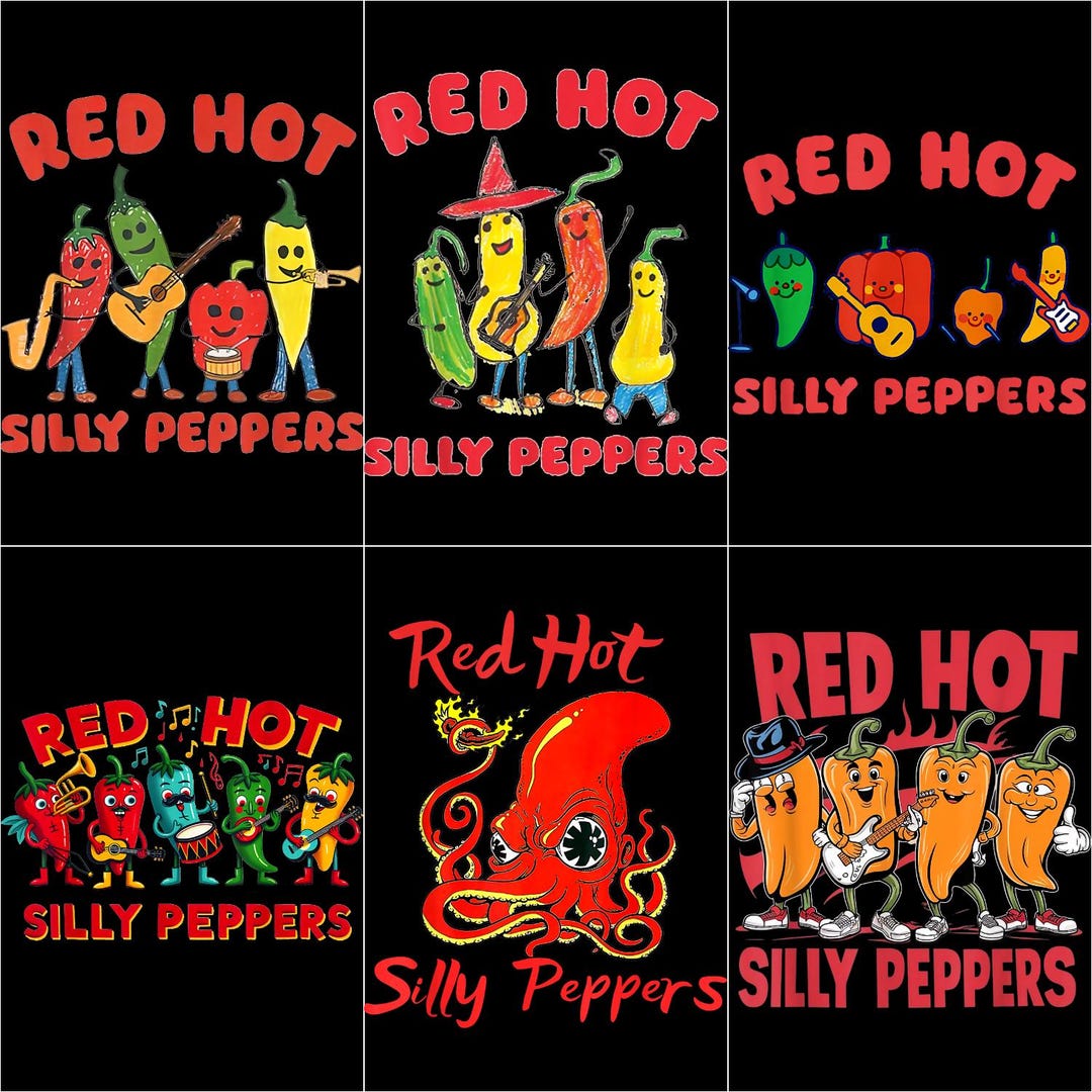 Red Hot Silly Peppers PNG Bundle – Funny Chili Band Designs – Digital ...