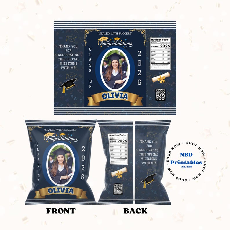 Editable Graduation Chip Bag Template | Custom Party Favor | Senior ...