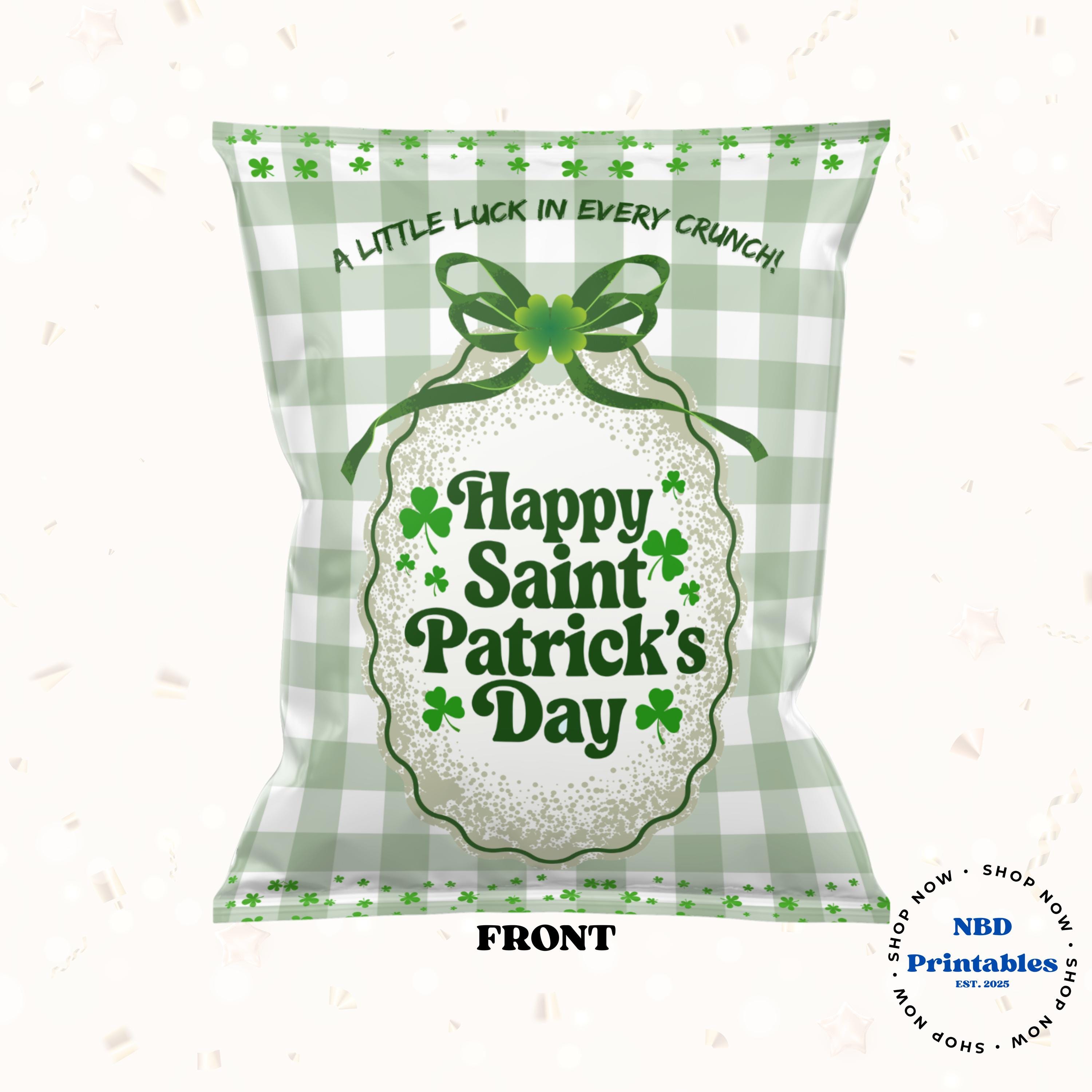 Editable St. Patrick's Day Chip Bag Template | Shamrock Party Favor ...