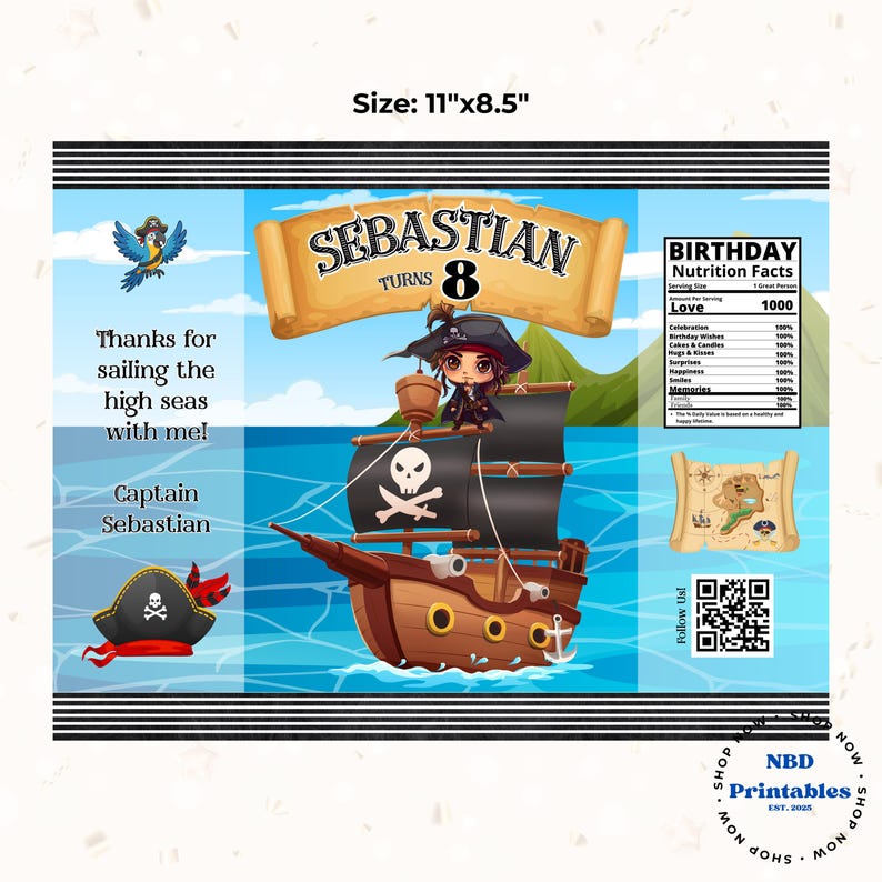 Editable Pirate Chip Bag Template | Printable Party Favor | Ahoy Matey ...