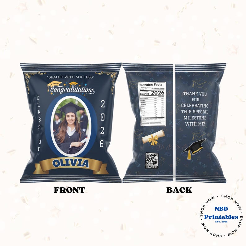 Editable Graduation Chip Bag Template | Custom Party Favor | Senior ...