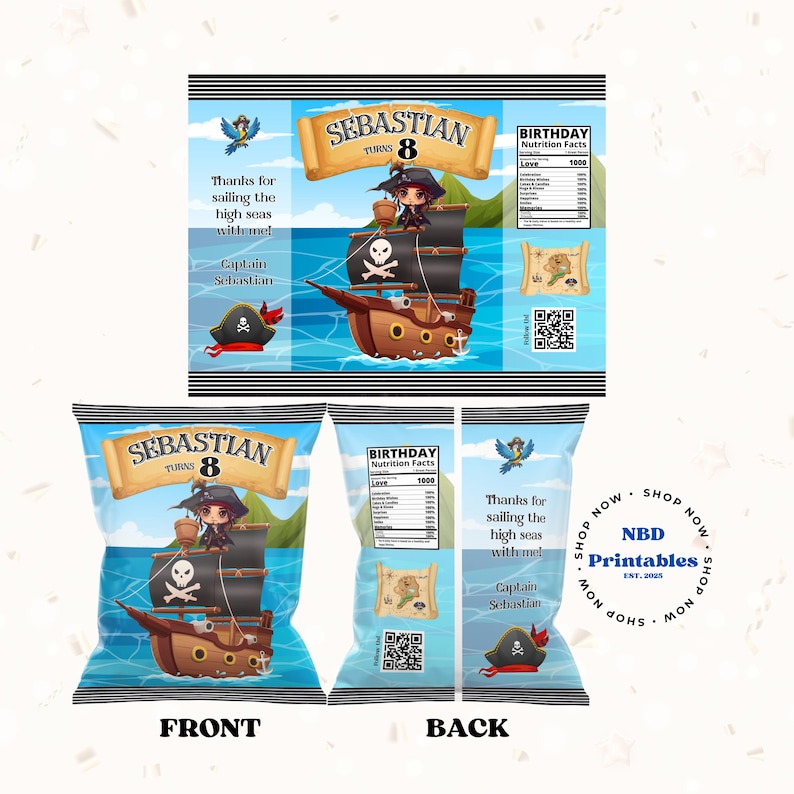 Editable Pirate Chip Bag Template | Printable Party Favor | Ahoy Matey ...