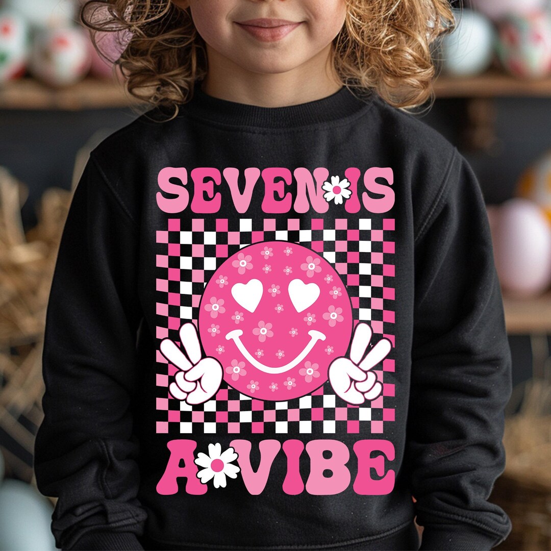Seven is a Vibe Groovy 7th Birthday Hippie Birthday Png SVG Groovy Girl ...