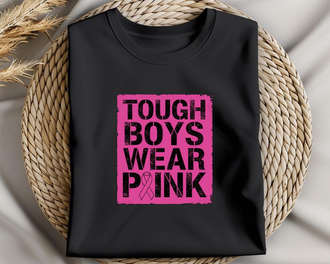 Tough Boys Wear Pink Funny Breast Cancer Awareness Men Kids T-shirt - Etsy