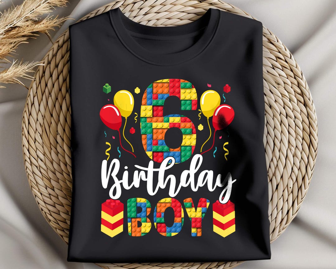 6th Birthday Boy PNG SVG: Building Blocks Theme (digital Download) - Etsy