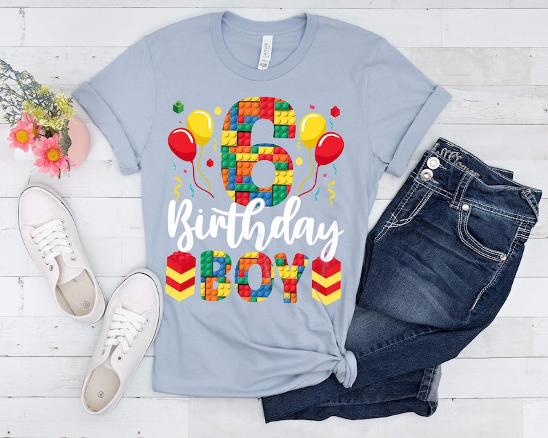 6th Birthday Boy PNG SVG: Building Blocks Theme (digital Download) - Etsy