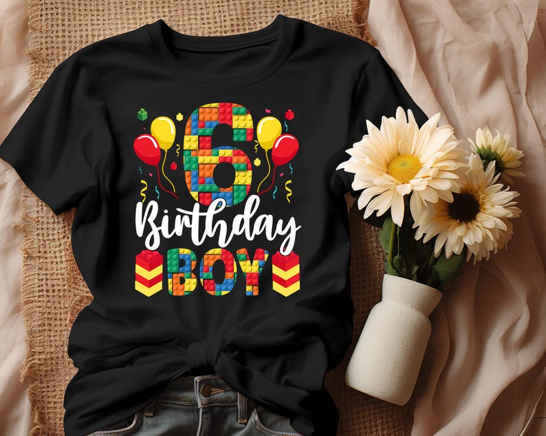 6th Birthday Boy PNG SVG: Building Blocks Theme (digital Download) - Etsy