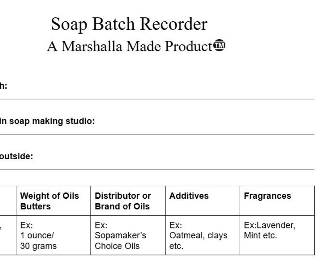 Soap Batch Recorder - Etsy