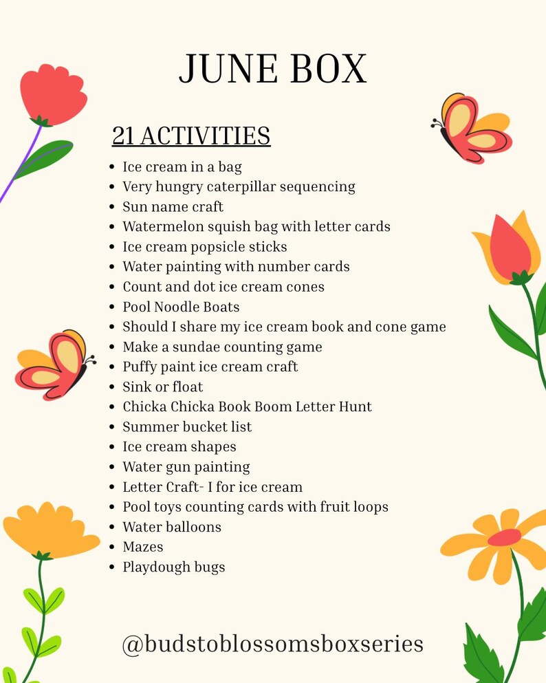 Preschool Hands-on June Activity Box. Hands-on Fun, Growing Minds - One ...