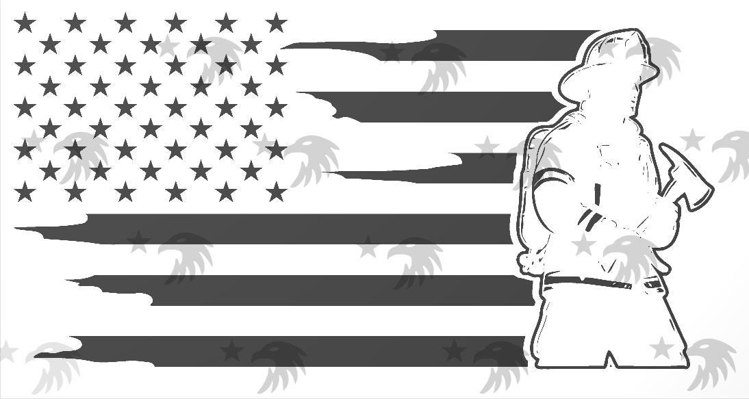 Tattered Fire Fighter Flag - SVG - Etsy