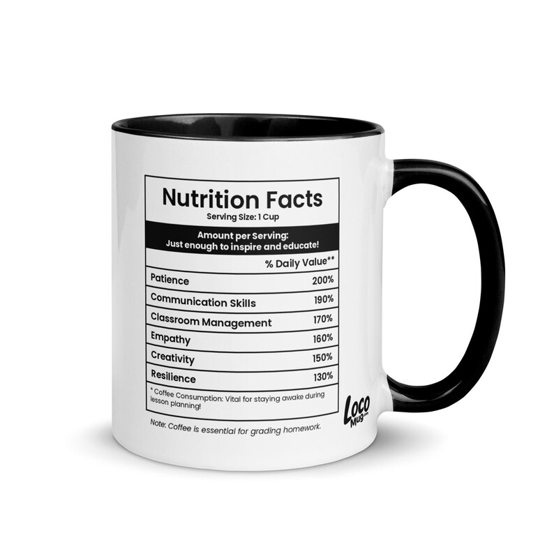 School Teacher Nutrition Facts Mug | Educator Appreciation Gift - Etsy
