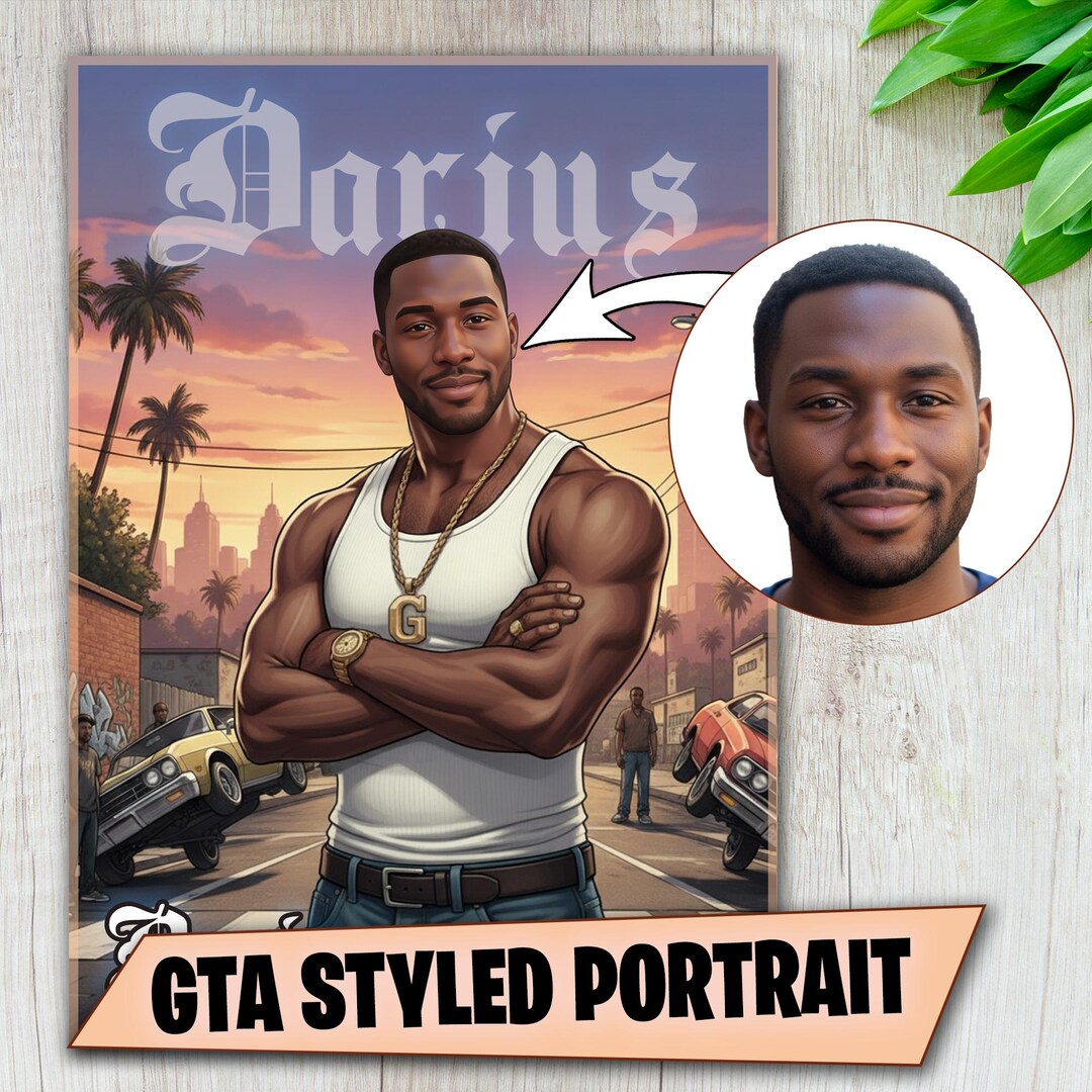 Custom GTA Avatar Portrait: Personalized Gamer Gift (digital Download ...