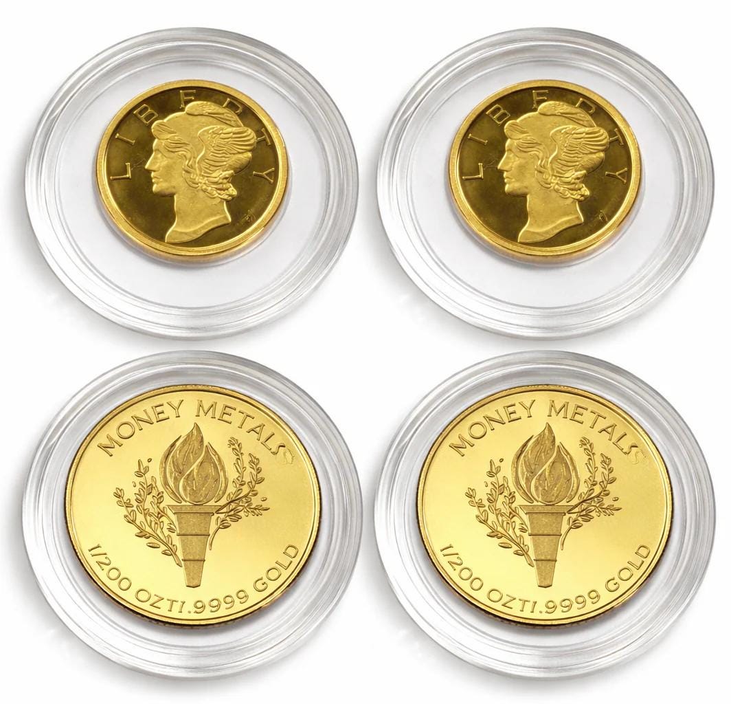 Set of 2 | Mercury Gold Dime Rounds | 1/200 Oz .9999 Pure Gold - Etsy
