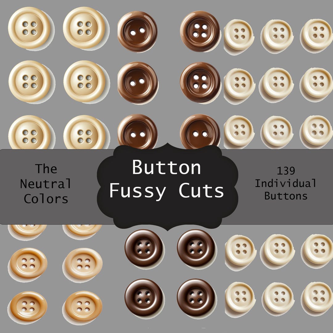 Neutral Beige Brown Fussy Cut Buttons: Printable Scrapbooking (digital ...