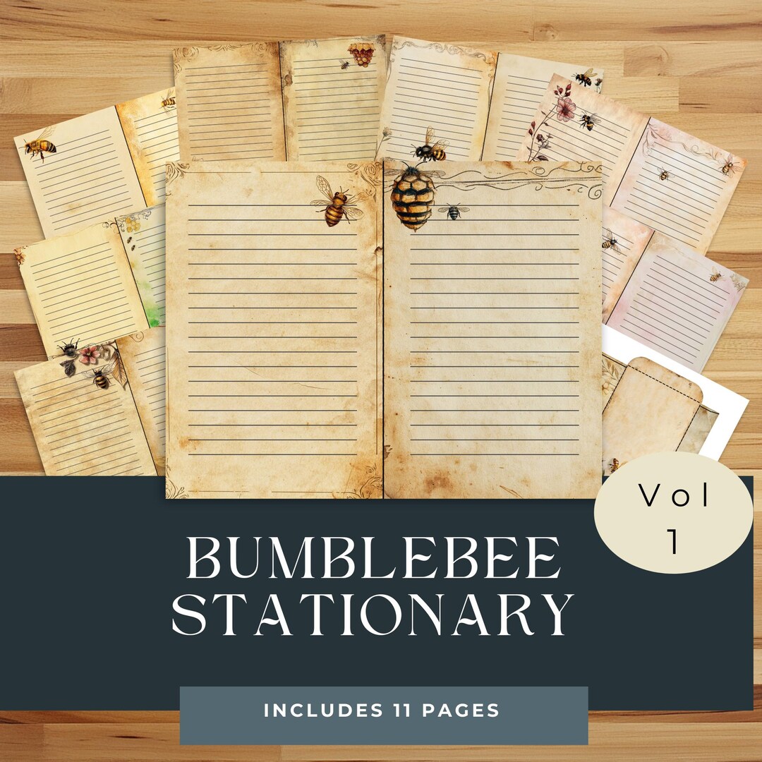 Bumblebee Stationery: Lined Writing Paper & Envelope Templates (digital ...