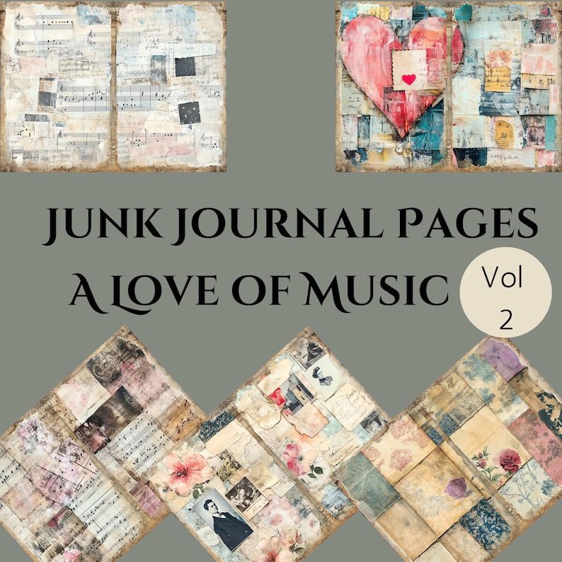 A Love of Music Junk Journal Pages, Daily Devotional Digital Papers ...