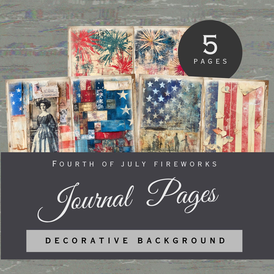 Fourth of July Junk Journal Pages, Independence Day Paper, Fireworks ...