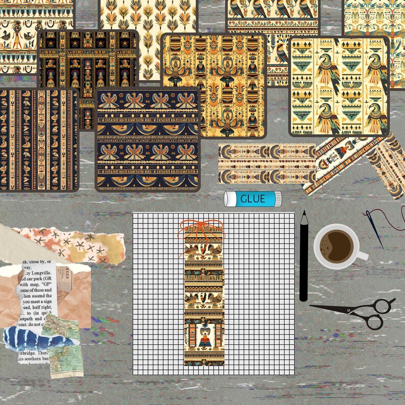 Ancient Egyptian Inspired Digital Papers, Hieroglyph Origami Pages ...