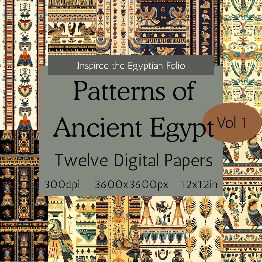 Ancient Egyptian Inspired Digital Papers, Hieroglyph Origami Pages ...