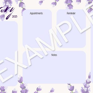 2025 Lavender Calendar Planner Tints of Purple and Soft Flowers With ...