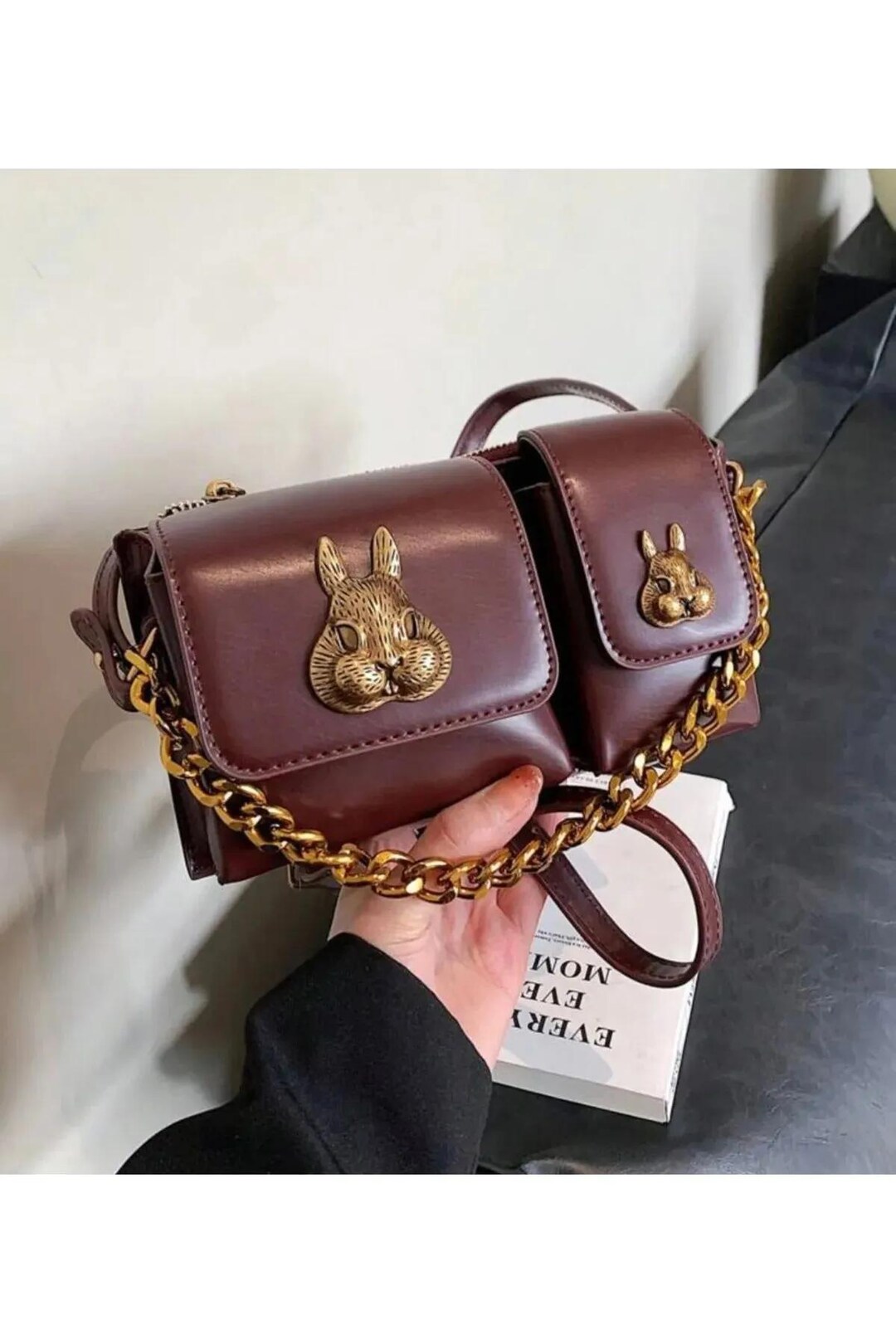 Leather Baguette Crossbody & Shoulder and Handbag With Squirrel ...