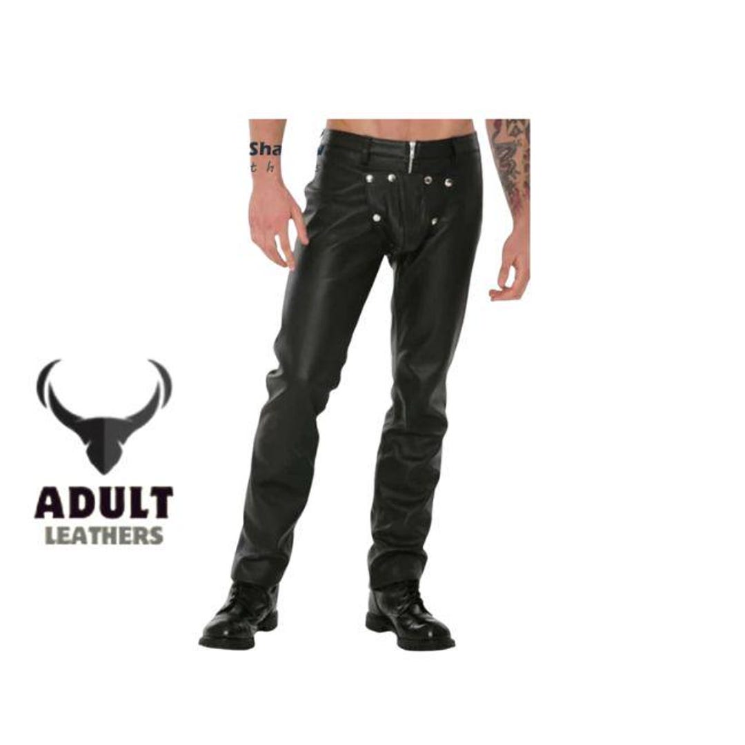 Handmade Black Leather Biker Pants – Slim Fit With Codpiece Zip - Etsy