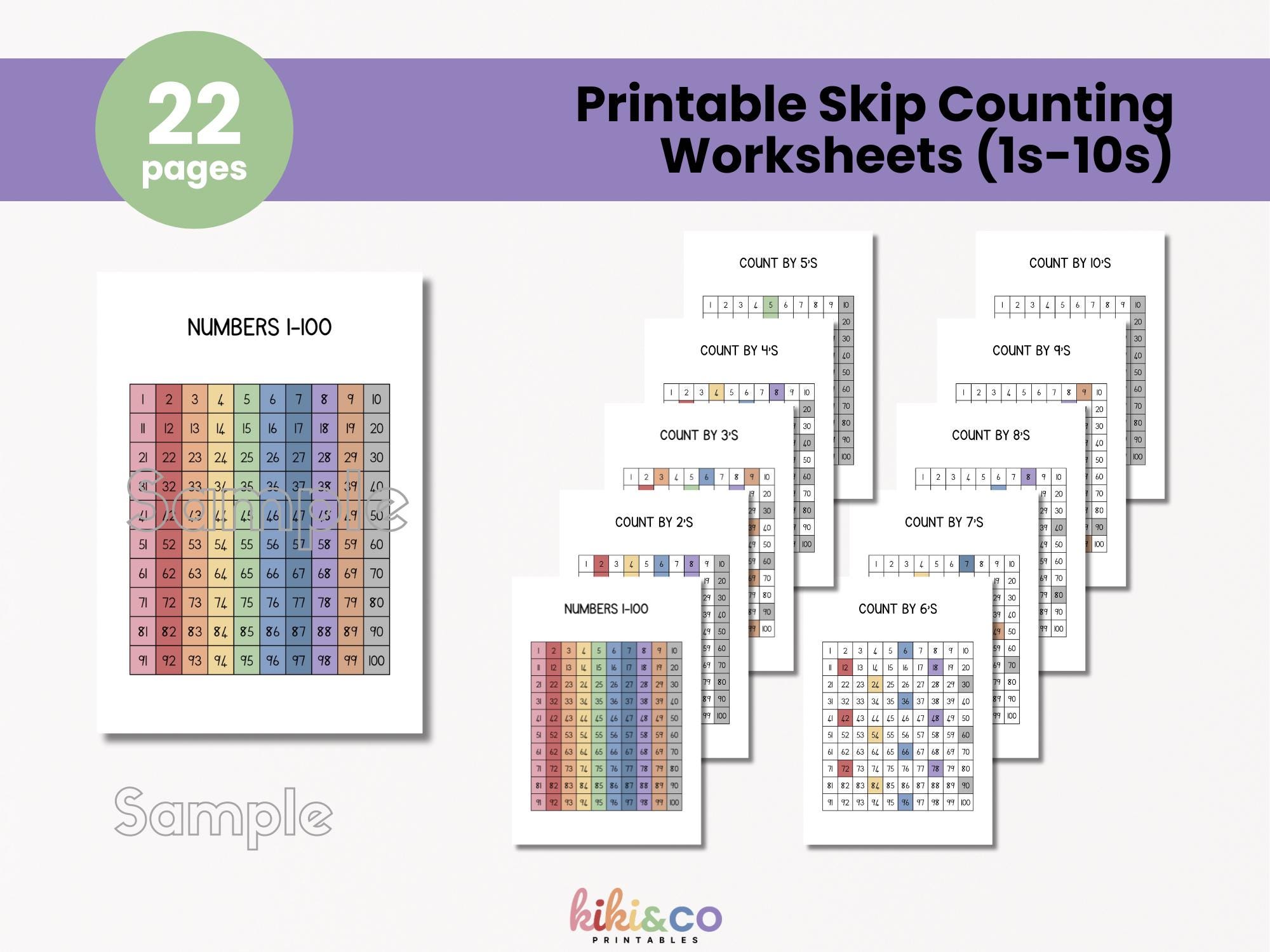 Skip Counting Numbers Worksheets, Maths Printable, Counting by 2s 3s 4s ...