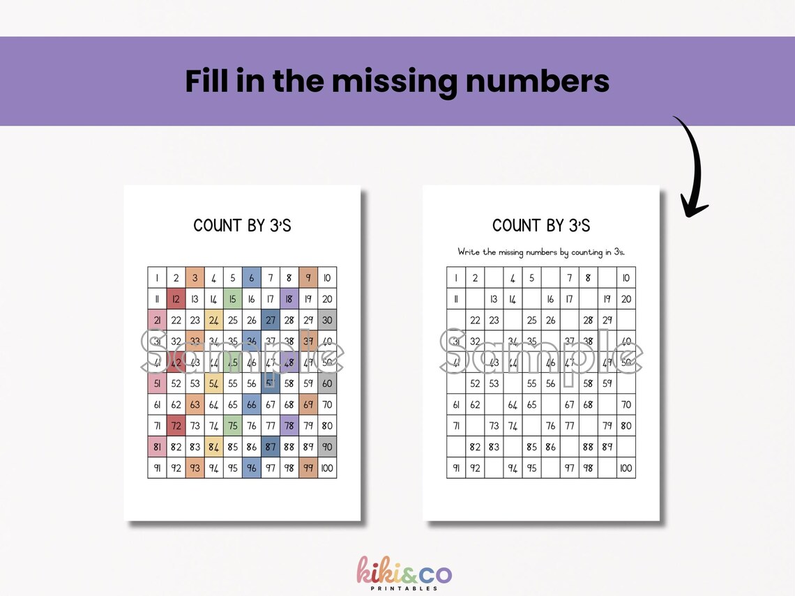 Skip Counting Numbers Worksheets, Maths Printable, Counting by 2s 3s 4s ...