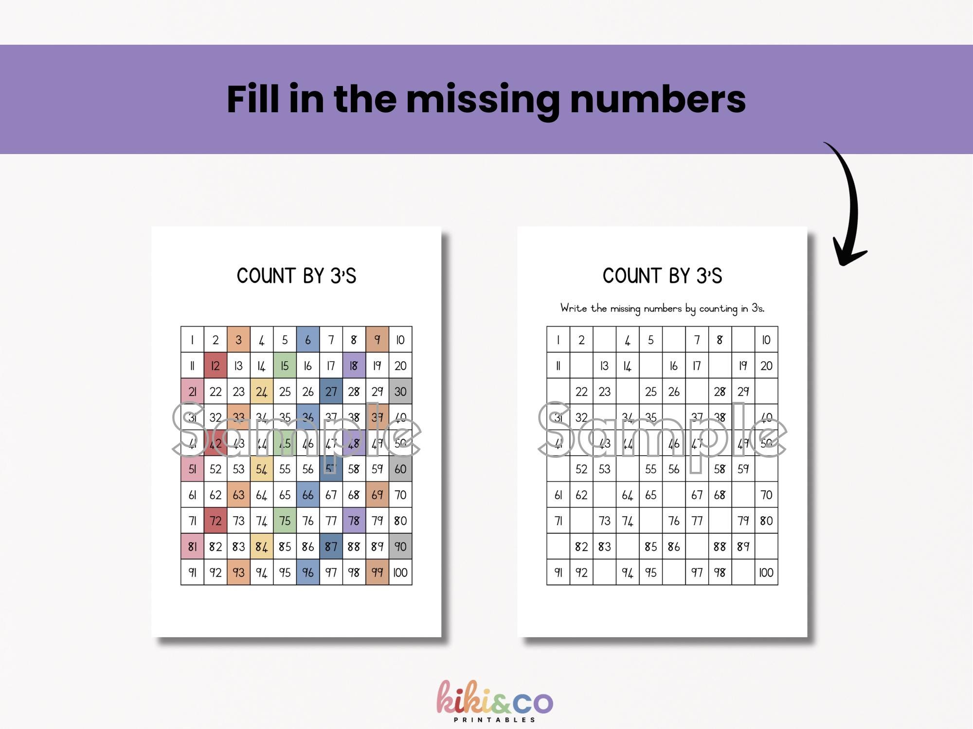 Skip Counting Numbers Worksheets, Maths Printable, Counting by 2s 3s 4s ...