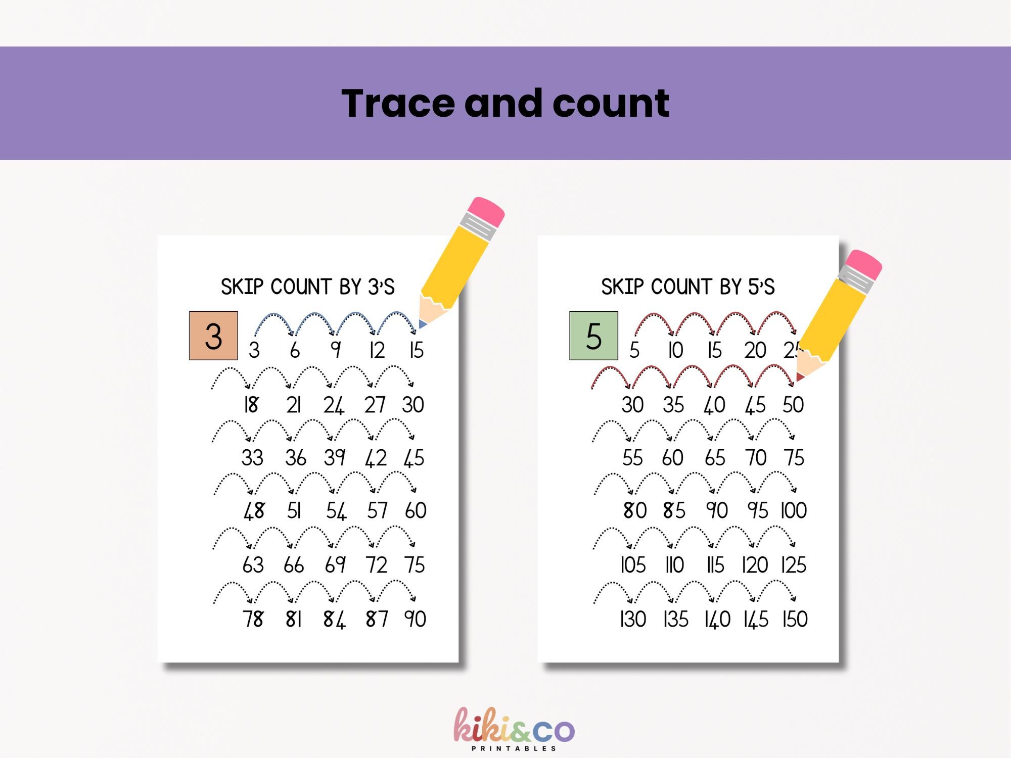Skip Counting Numbers Worksheets, Maths Printable, Counting by 2s 3s 4s ...
