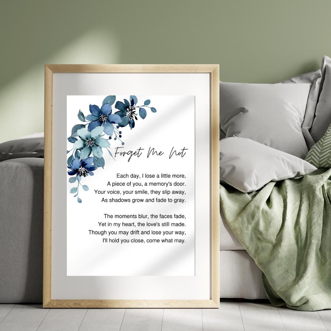Dementia Awareness Poster With Forget Me Not Poem A3 & A4 Digital ...