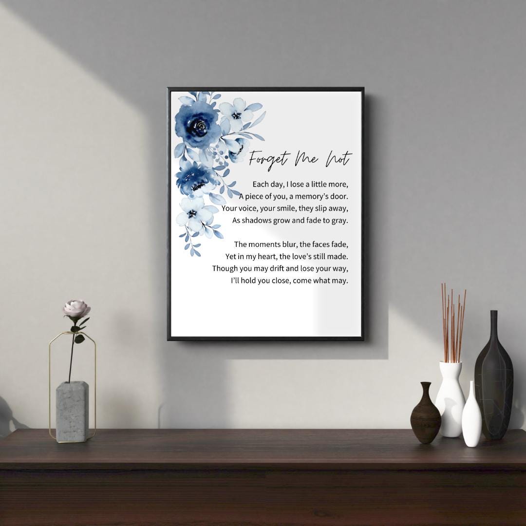Dementia Awareness Poster With Forget Me Not Poem A3 & A4 Digital ...