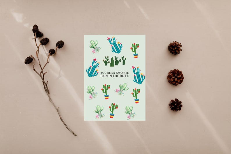 Funny Cactus Love Card Printable – Digital Download for Him or Her ...