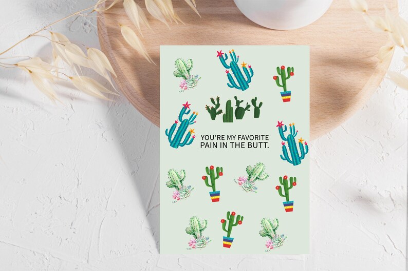 Funny Cactus Love Card Printable – Digital Download for Him or Her ...