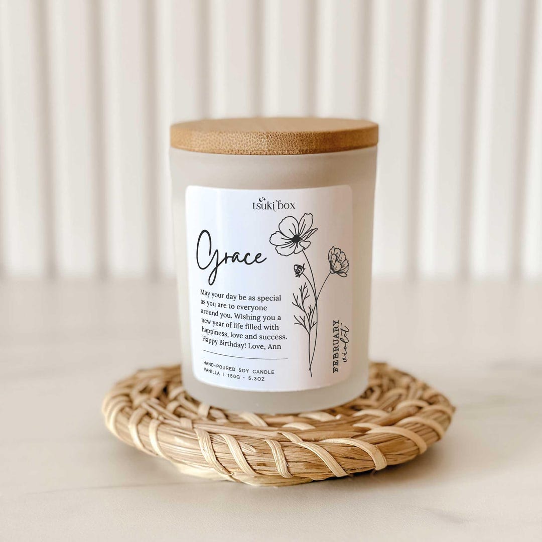 Birth Flower Candle | Birth Month Flower Gift | Personalized Birthday ...