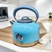 Vintage-style Blue Whistling Kettle With Thermometer – Retro Stainless ...