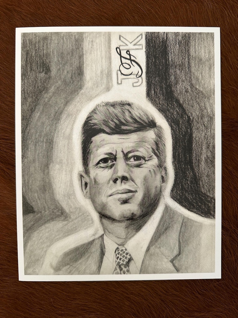 John F Kennedy Drawing by Alexis XJ - Etsy